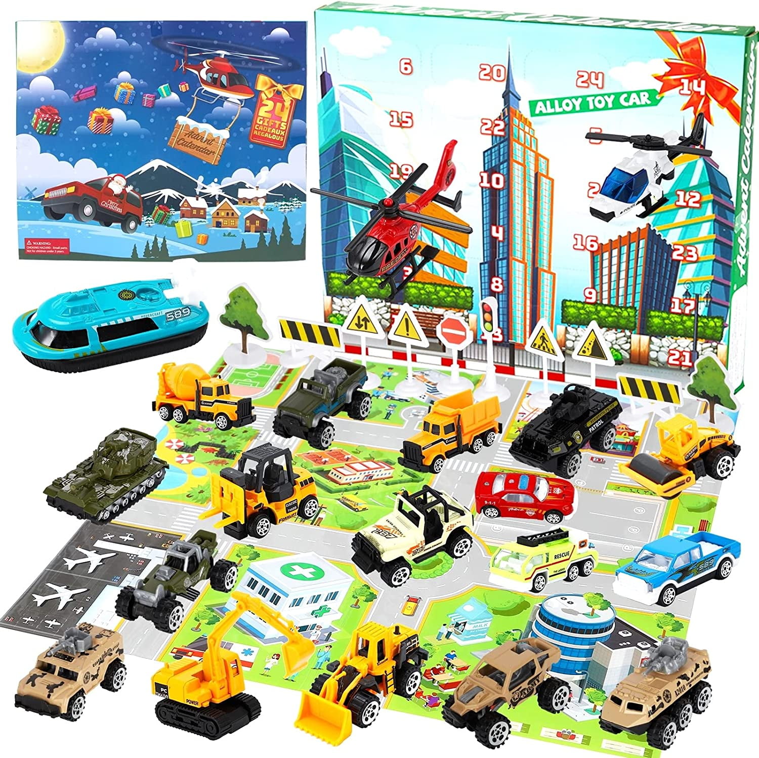 Advent Calendar 2022 with 24Pcs Alloy Vehicles Christmas Advent ...