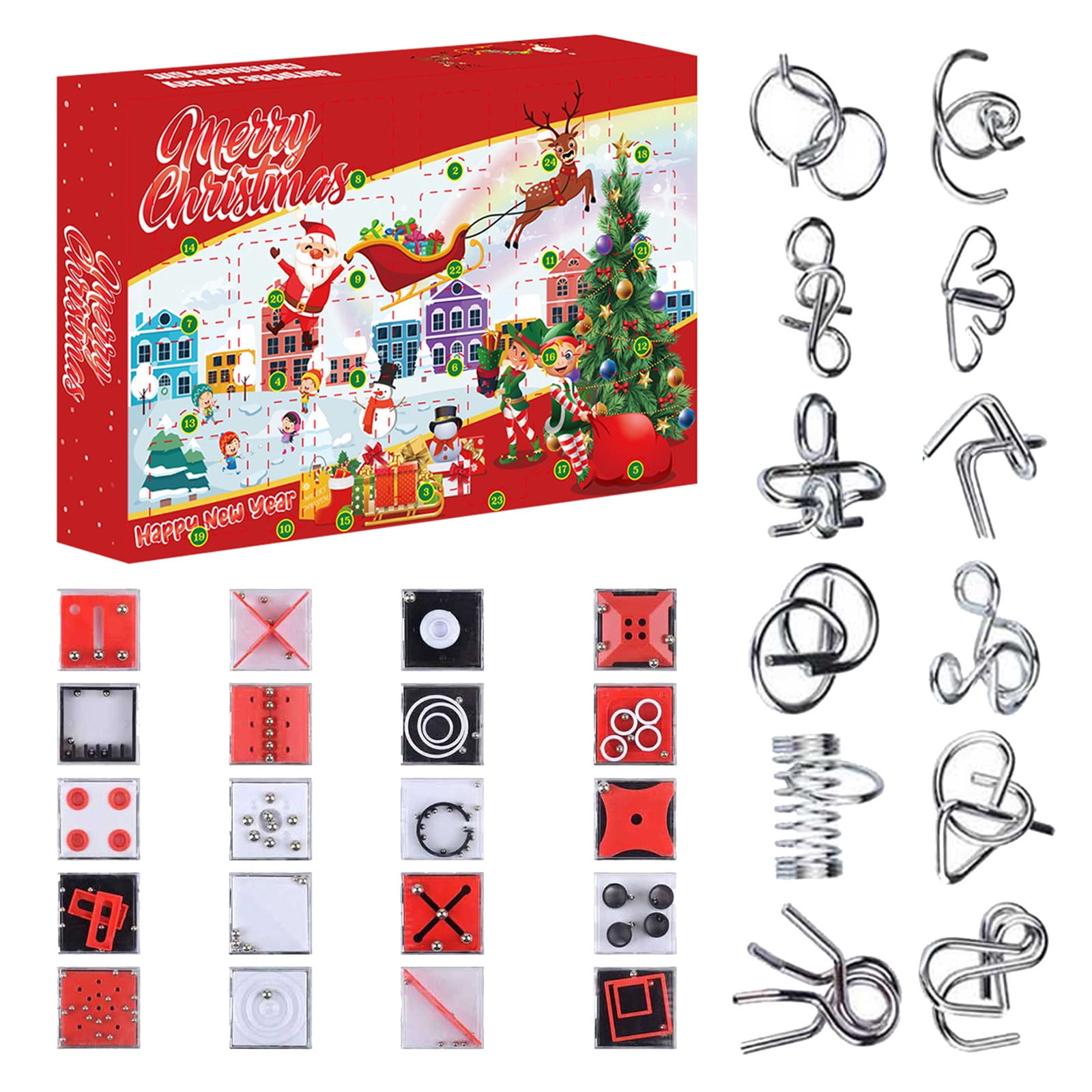 Advent Calendar 2024 Christmas Countdown Calendar with 24Pcs IQ Maze ...
