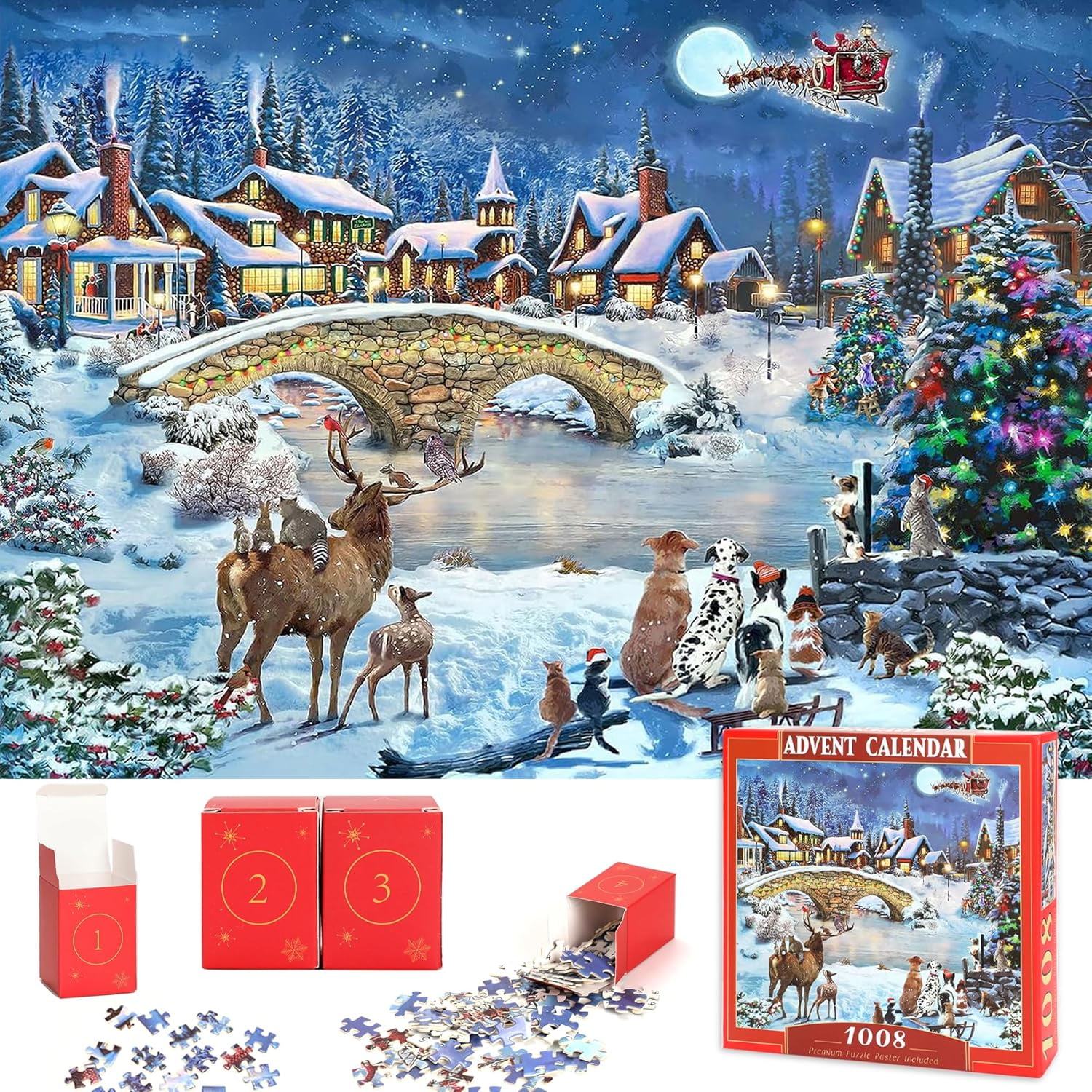 Advent Calendar 2024 Christmas Jigsaw Puzzles - 24 Boxes 1008 Pieces ...