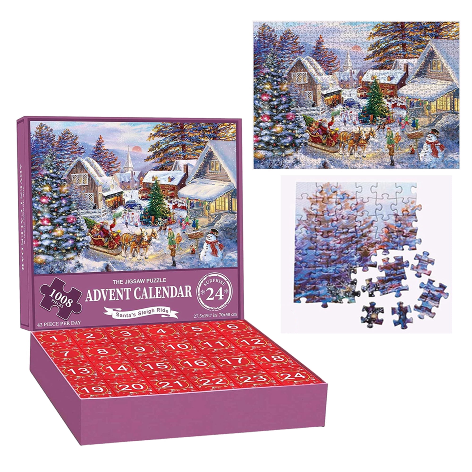 Advent Calendar 2024 Christmas Jigsaw Puzzles,24 Days 1000 Pieces ...