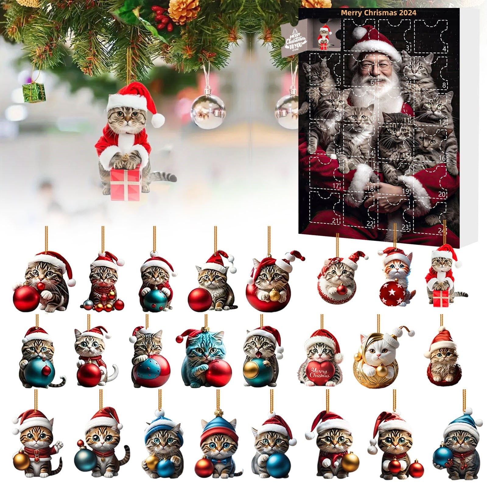 Advent Calendar 2024 Cute Cat Christmas Vacation Advent Calendar 24 Day ...