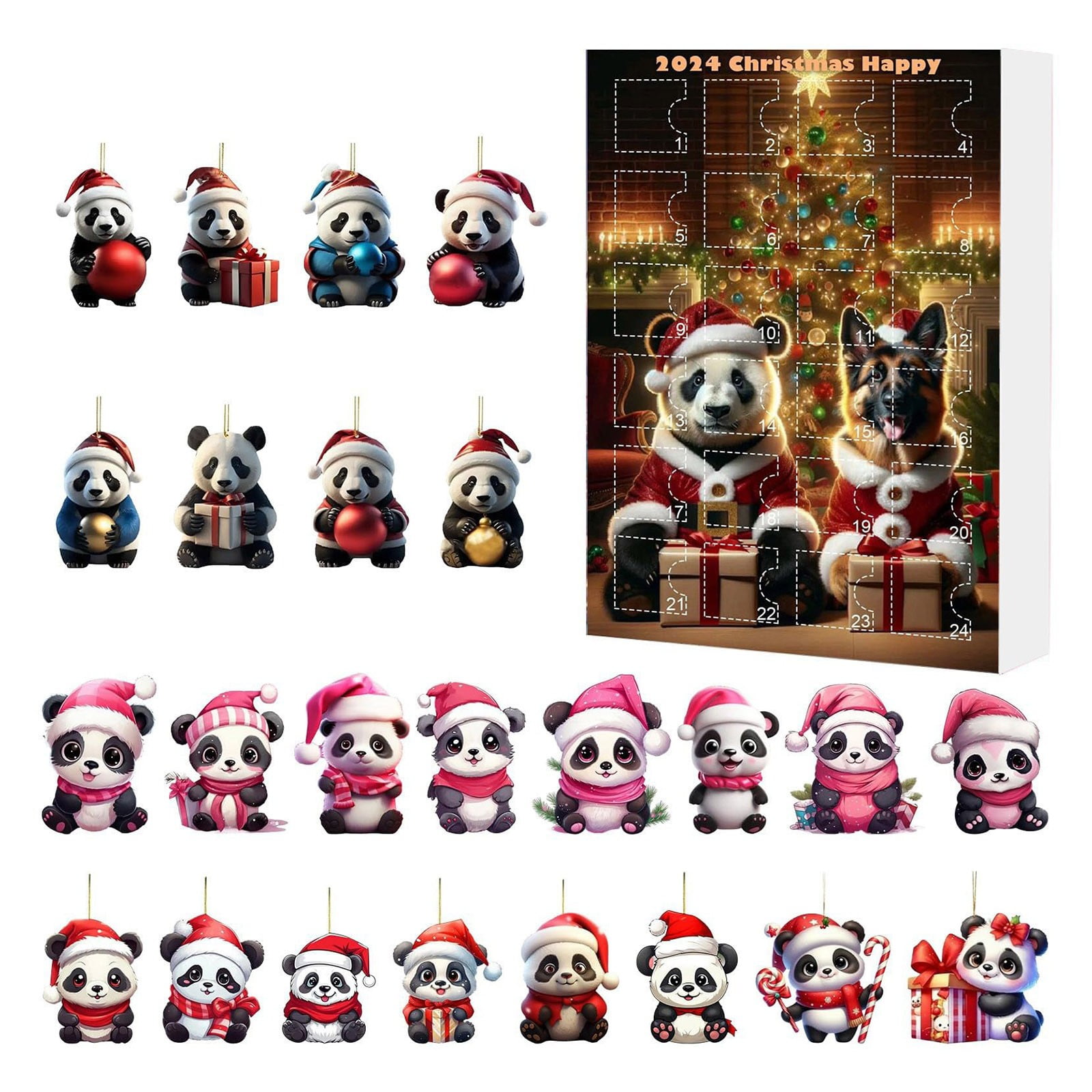 Advent Calendar 2024 for Kids, Mini 24 Different 2D Pandas, Christmas ...