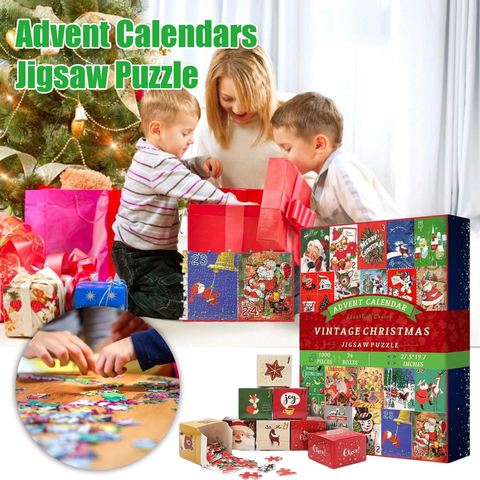 Advent Calendar 2024 Reusable Blind Box Christmas Puzzle for Kids And ...