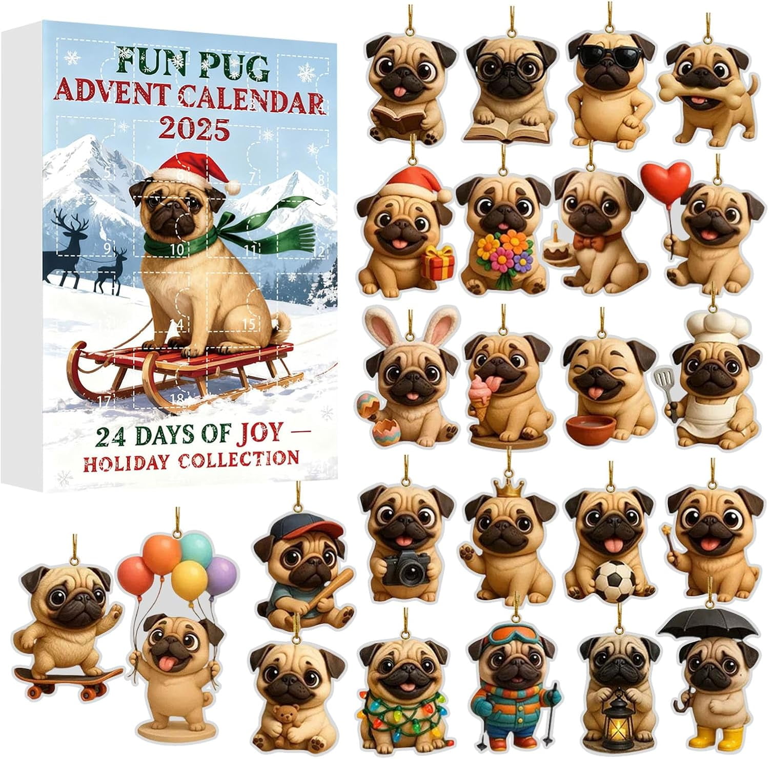 Advent Calendar 2025-24pc Pet Advent Calendar with Dog Hanging ...