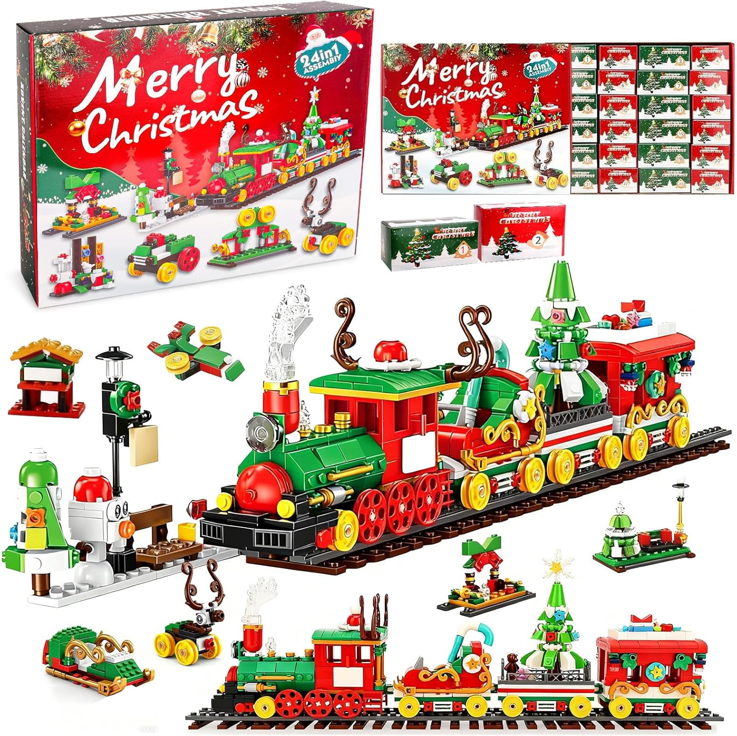 Advent Calendar 2025 Kids for Christmas Building Blocks Train Sets ...