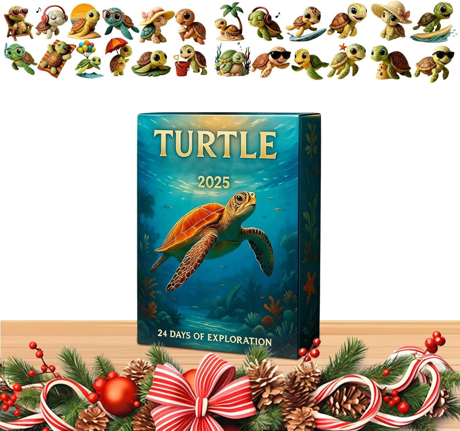 Advent Calendar 2025 Sea Turtle, 24 Days Christmas Countdown with 2D ...