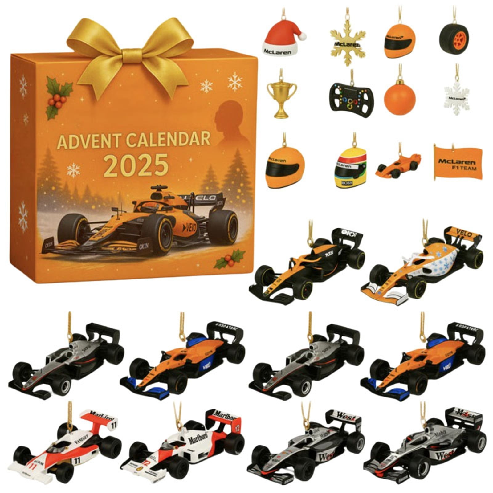Advent Calendar 2025 with 24 Mini Car Models, Collectible Racetrack ...