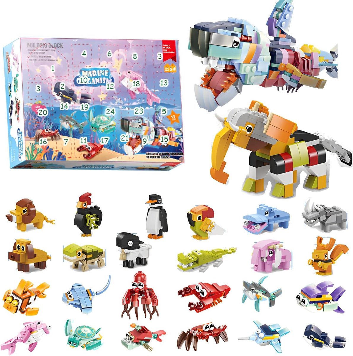 Advent Calendar 2025 with Ocean Animals Building Blocks 24 Surprises ...