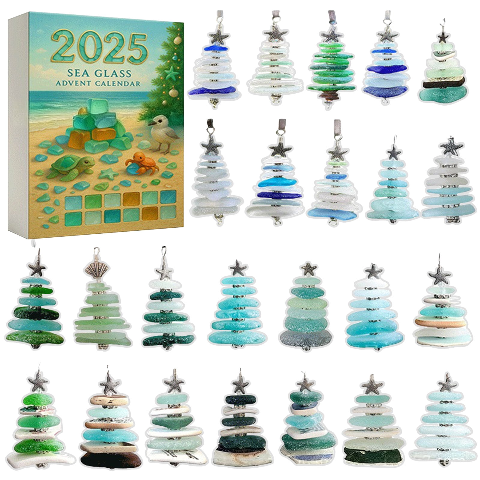 Advent Calendar for Boys Sea Glass Christmas Tree Advent Calendar,Sea ...