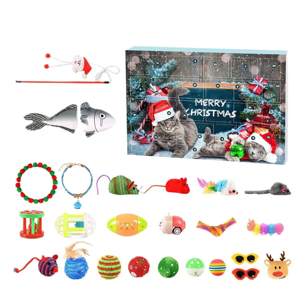 Advent Calendar Cats Wand Toy for Indoor Felines Cats Cartoon Fish Rod ...