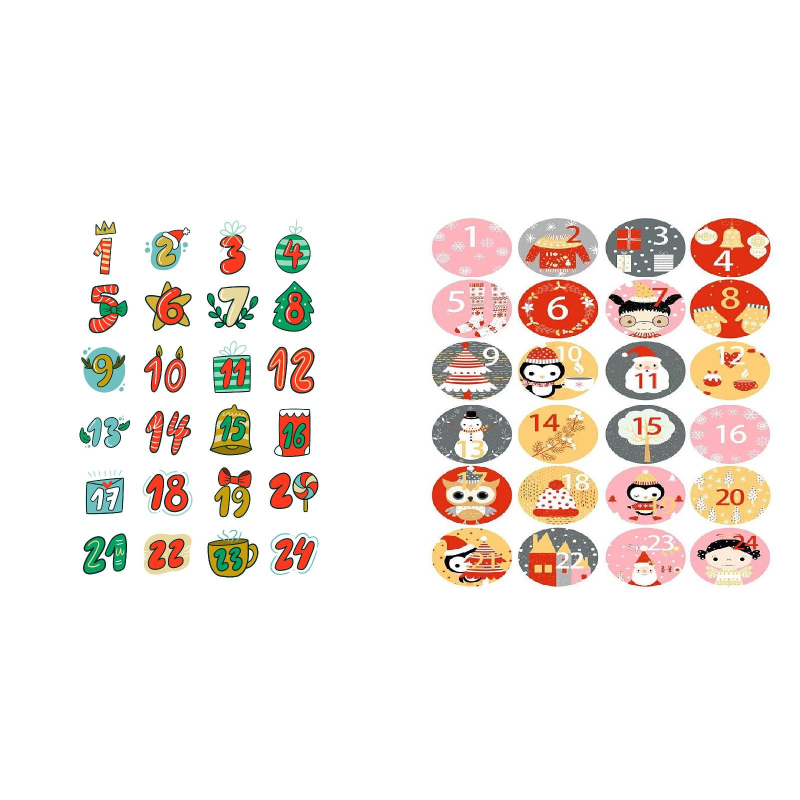 Advent Calendar Christmas Number Stickers Self-Adhesive Numbers Labels ...