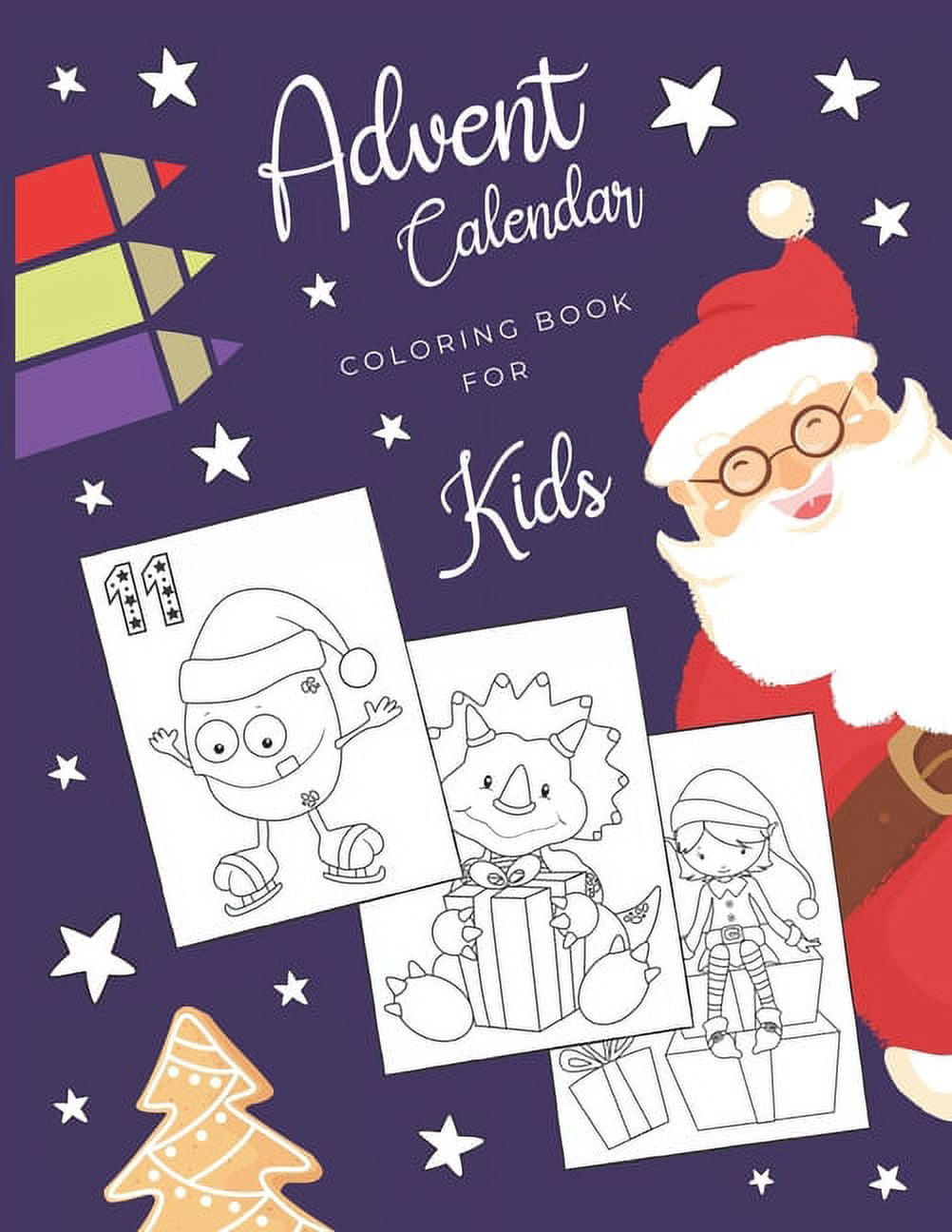 Advent Calendar Coloring Book for Kids: Simple Christmas countdown book ...