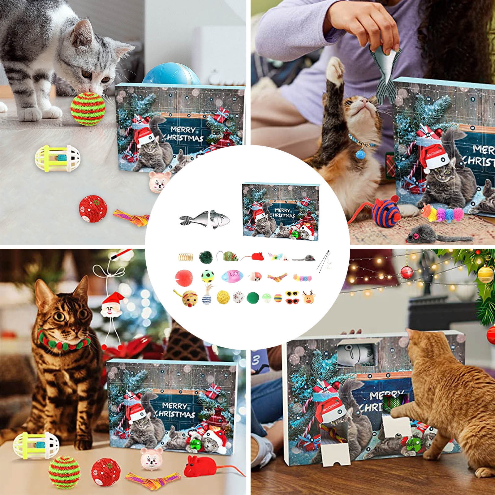 Advent Calendar Countdown Set for Cats with Assorted Surprise Toys and ...