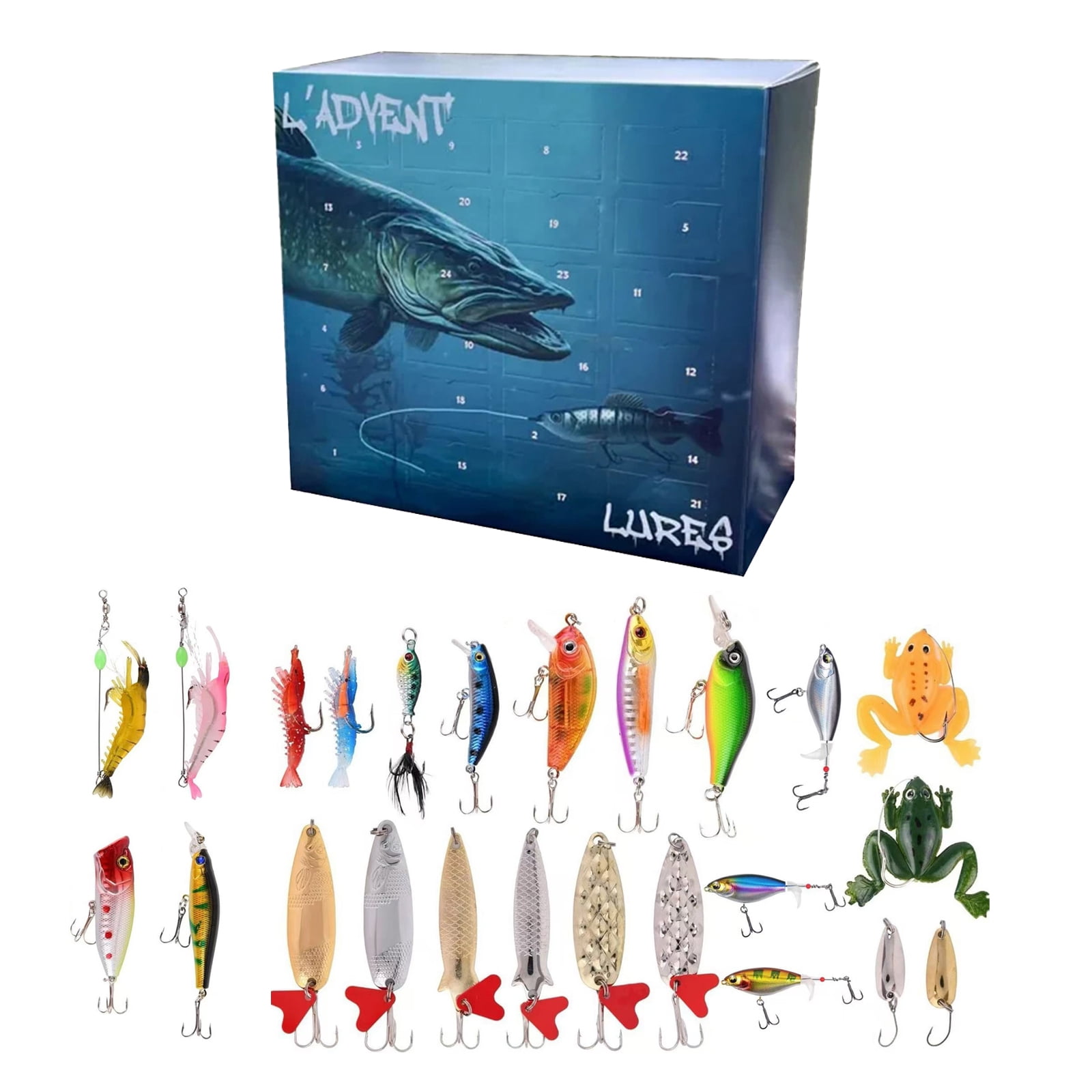 Advent Calendar Fishing Christmas Countdown -24 Day Advent Calendar for ...