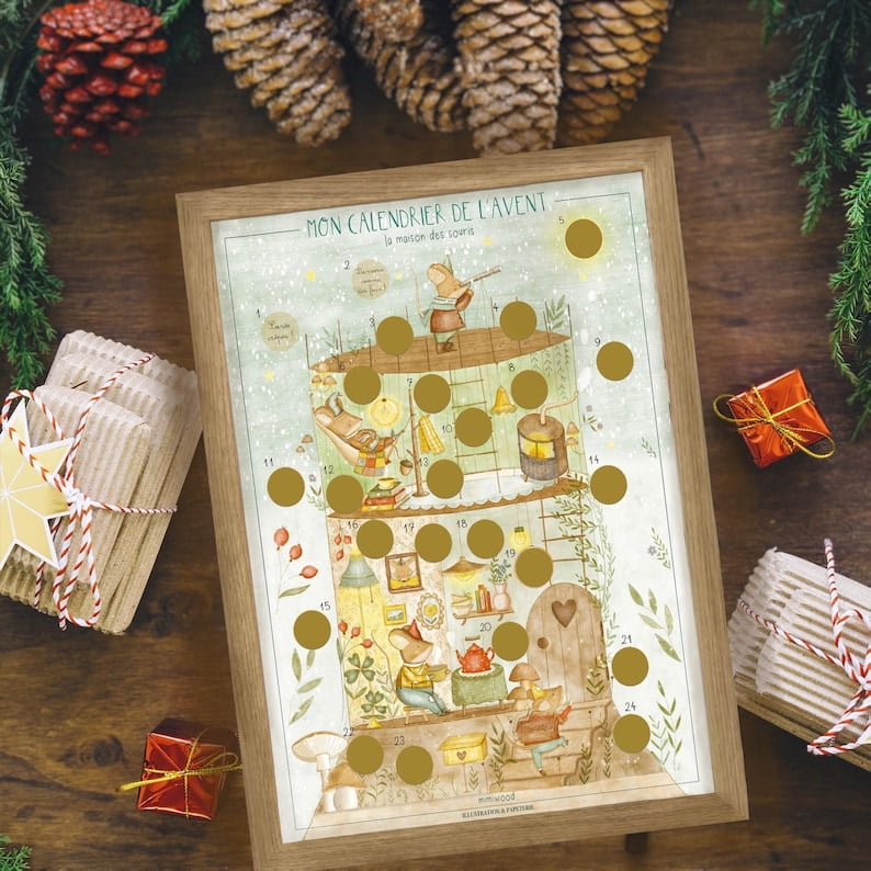 Advent Calendar Poster 'The Mouse House' - Every Day, A Golden Sticker ...