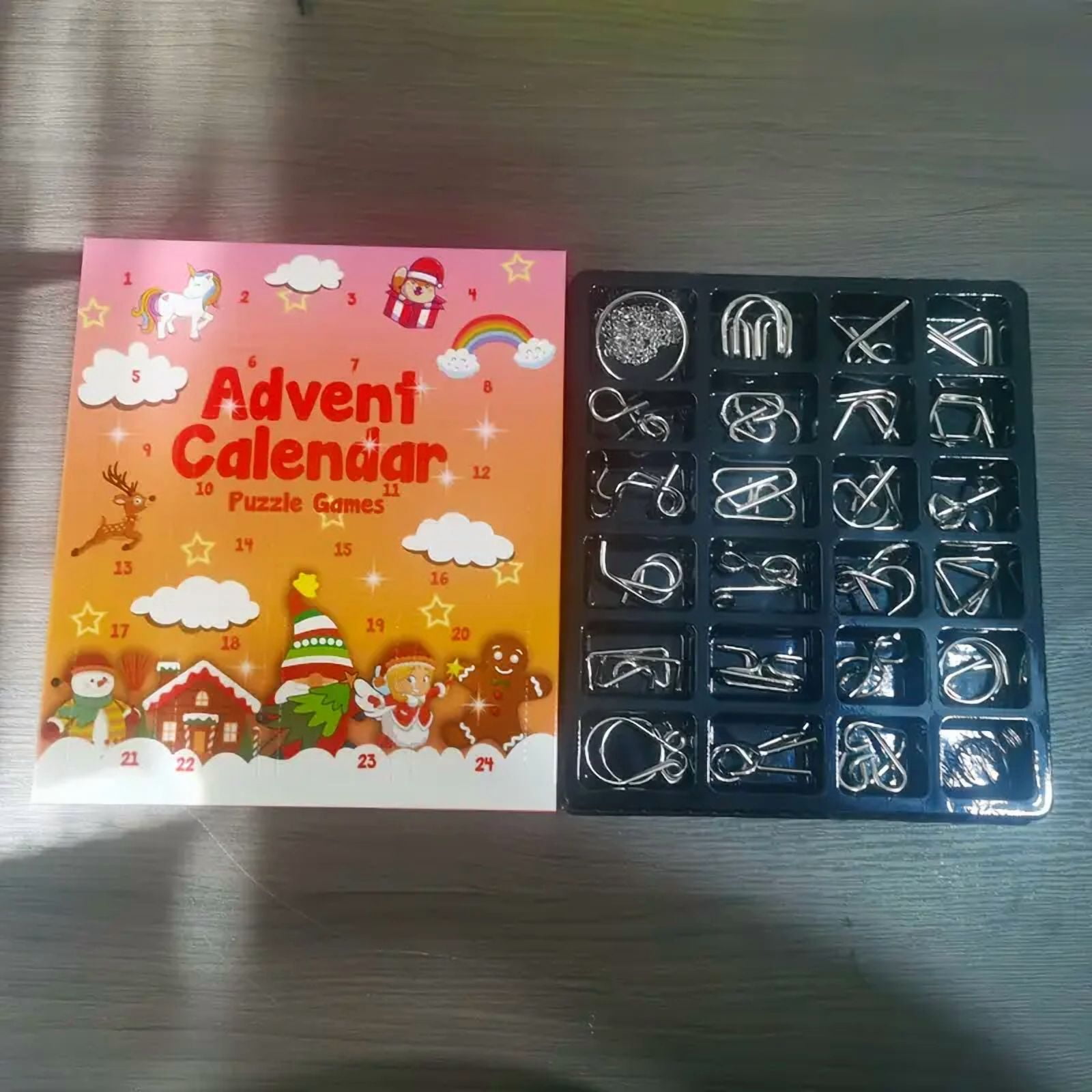 Advent Calendar Puzzle Games Set – 24 Metal Wire Brain Teasers for Kids ...