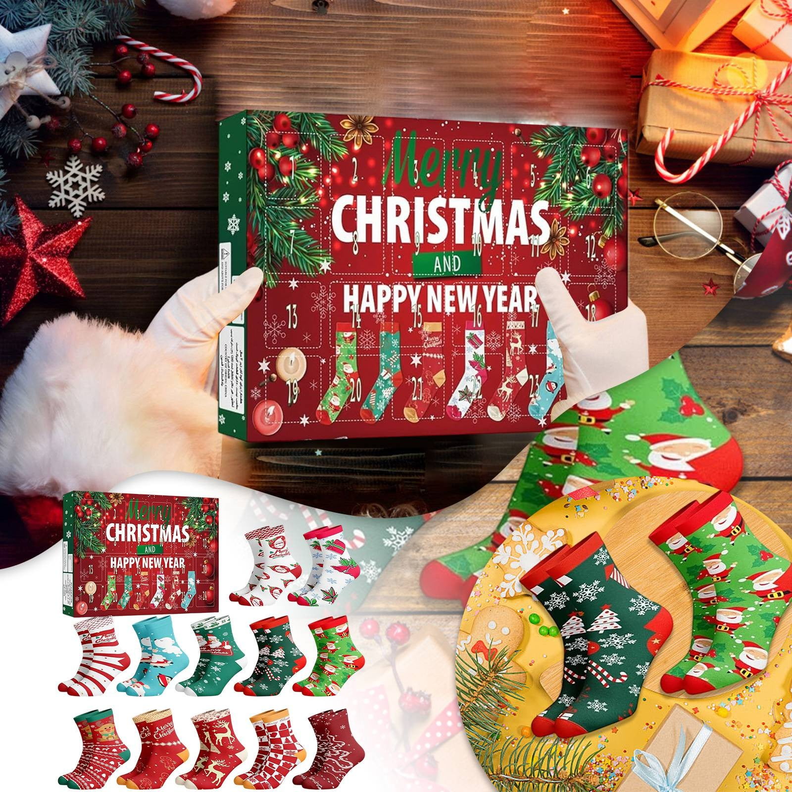 24 Day Festive Winter Holiday Countdown Advent Calendar Set with ...