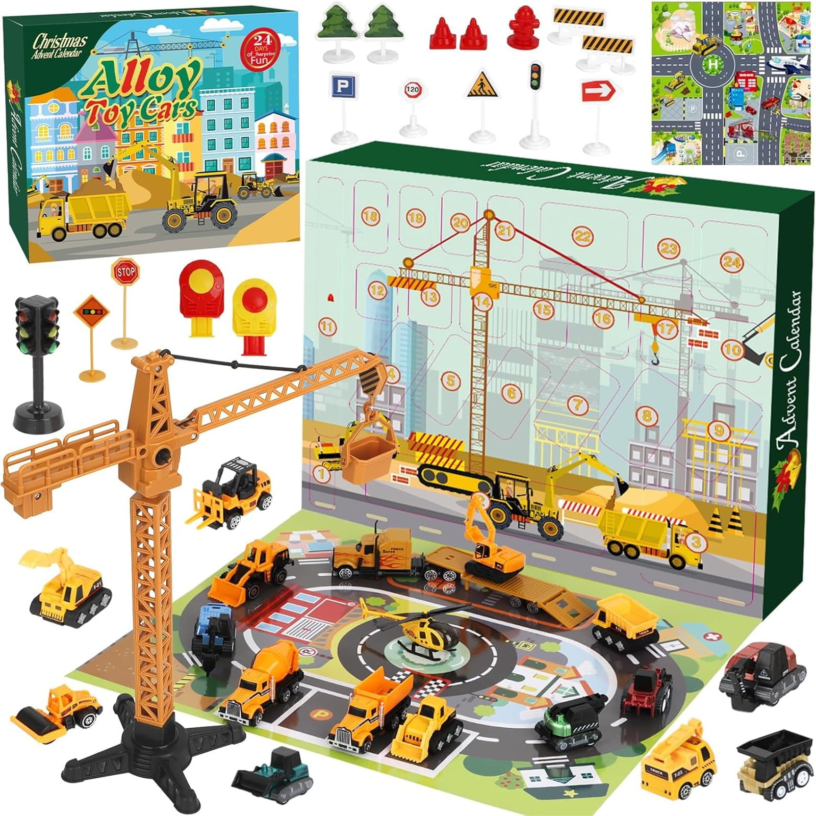 Advent Calendar With 24 Pull Back Cars - Christmas Countdown Calendar ...