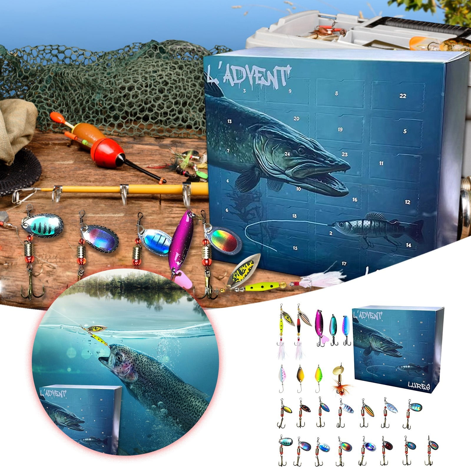 Advent Calendar for Fishing Enthusiasts 24 Day Countdown to Christmas ...