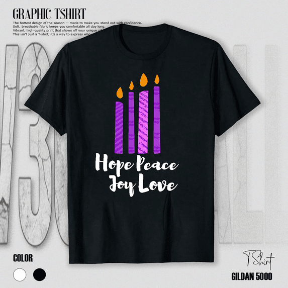 Advent Wreath Candles Hope Peace Joy Love Holiday Graphic Unisex T ...