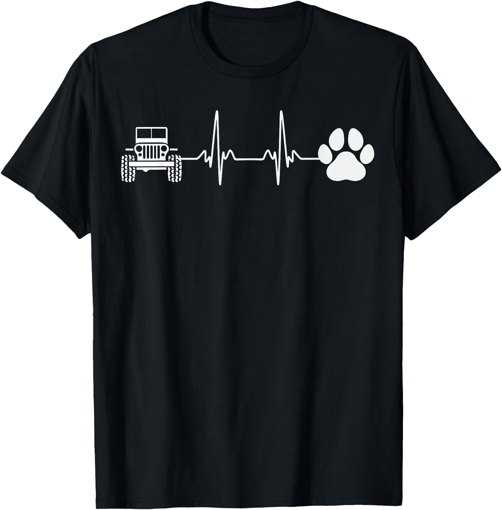 Adventure 4WD Off Road Paw Heartbeat T-Shirt for Dog & Cat Lovers ...