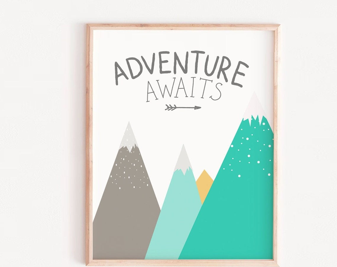 Adventure Adventure Wall Print, Mountain Quotes, Kids Wall Art Decor ...