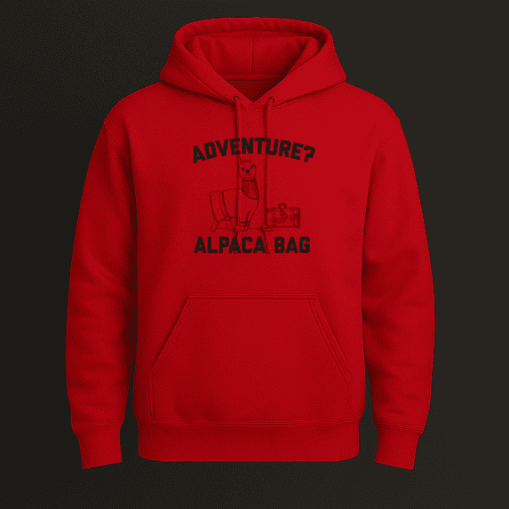 Adventure Alpaca Bag Funny Animal Pun Travel Quote Retro Graphic Hoodie ...