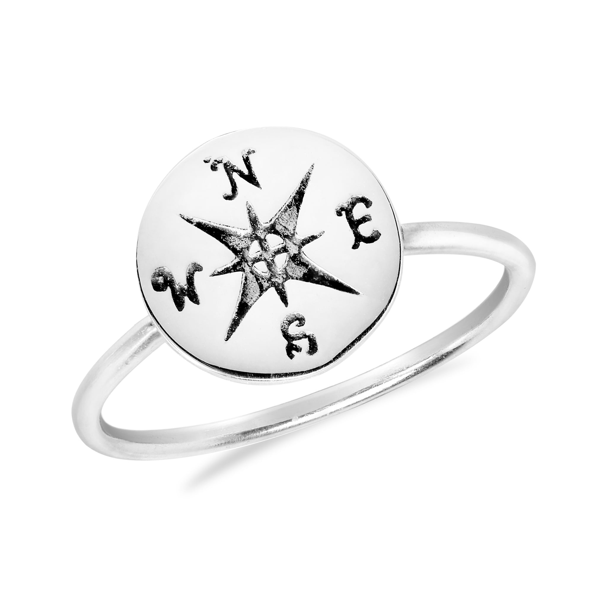 Adventure Anchor Sterling Silver Nautical Compass Ring - 11 - Walmart.com