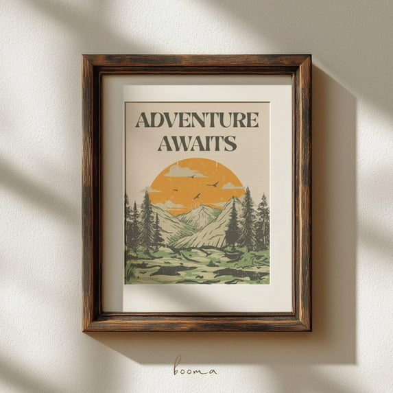 Adventure Awaits Art Nature Granola Landscape Wall Art Mountains Poster ...