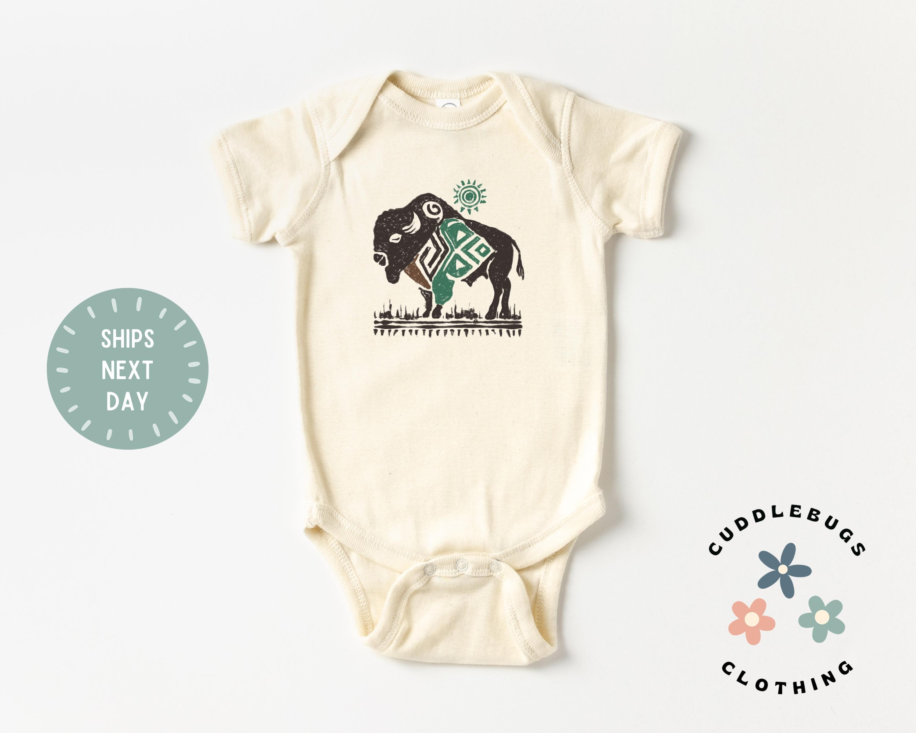 Adventure Awaits Aztec Buffalo Baby Onsies Bodysuit, Desert Buffalo ...