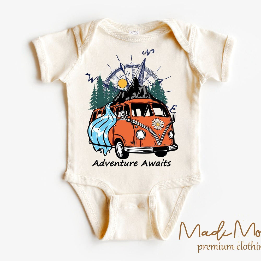 Adventure Awaits Baby Onesie- Hiking Outdoors Adventure Baby Bodysuit ...