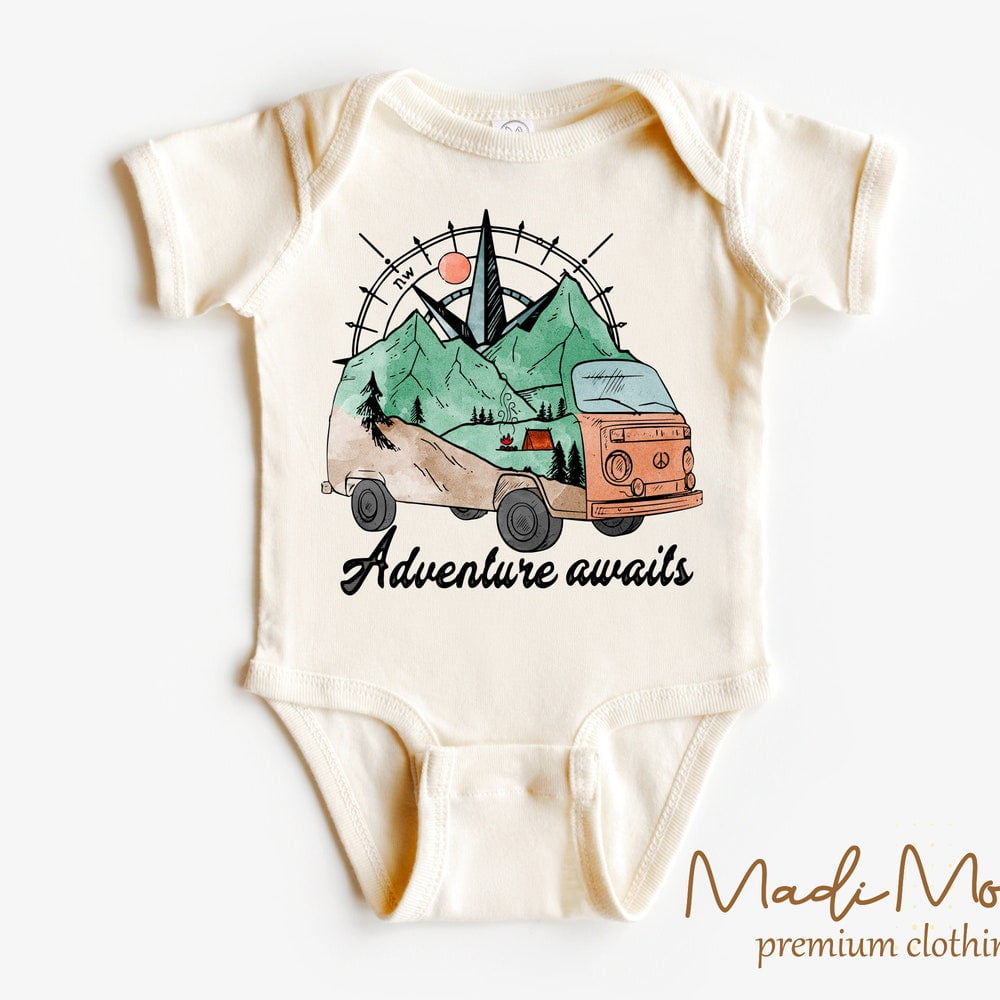 Adventure Awaits Baby Onesie- Hiking Outdoors Adventure Baby Bodysuit ...