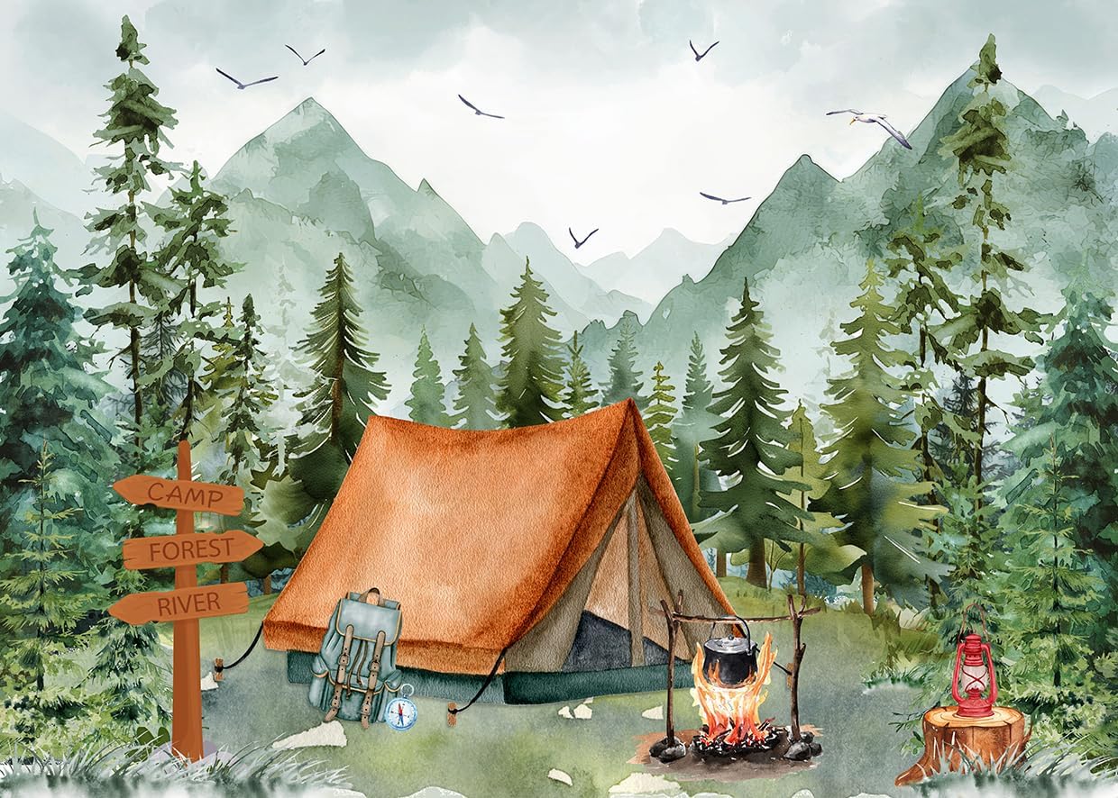 Adventure Awaits Baby Shower Backdrop Mountain Wilderness Adventure ...