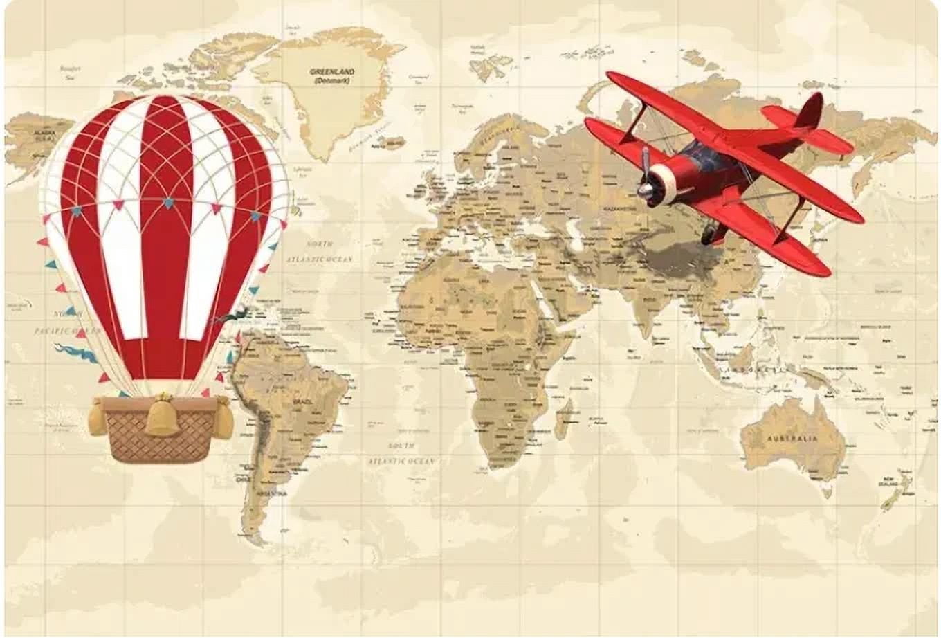 Adventure Awaits Baby Shower Backdrop Wall r Travel Map Airplane ...