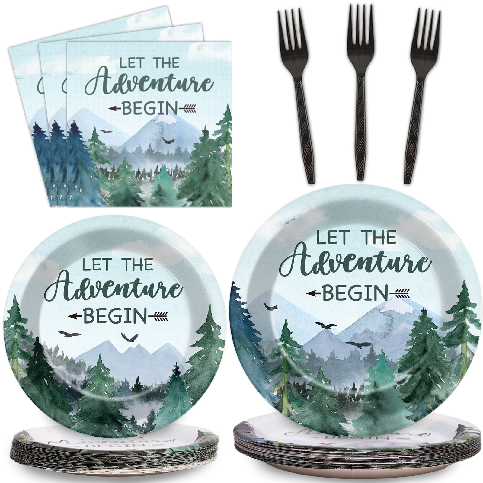 Adventure Awaits Baby Shower Tableware Let The Adventure Begin Plates ...