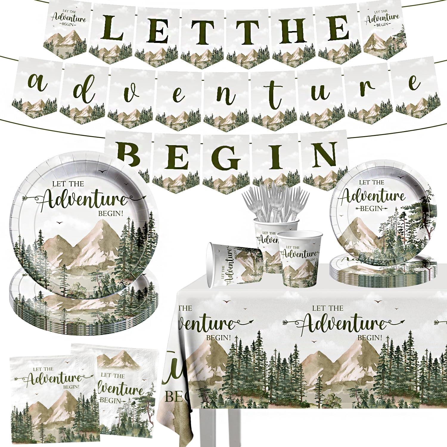 Adventure Awaits Baby Shower Tableware Set - Let The Adventure Begin ...