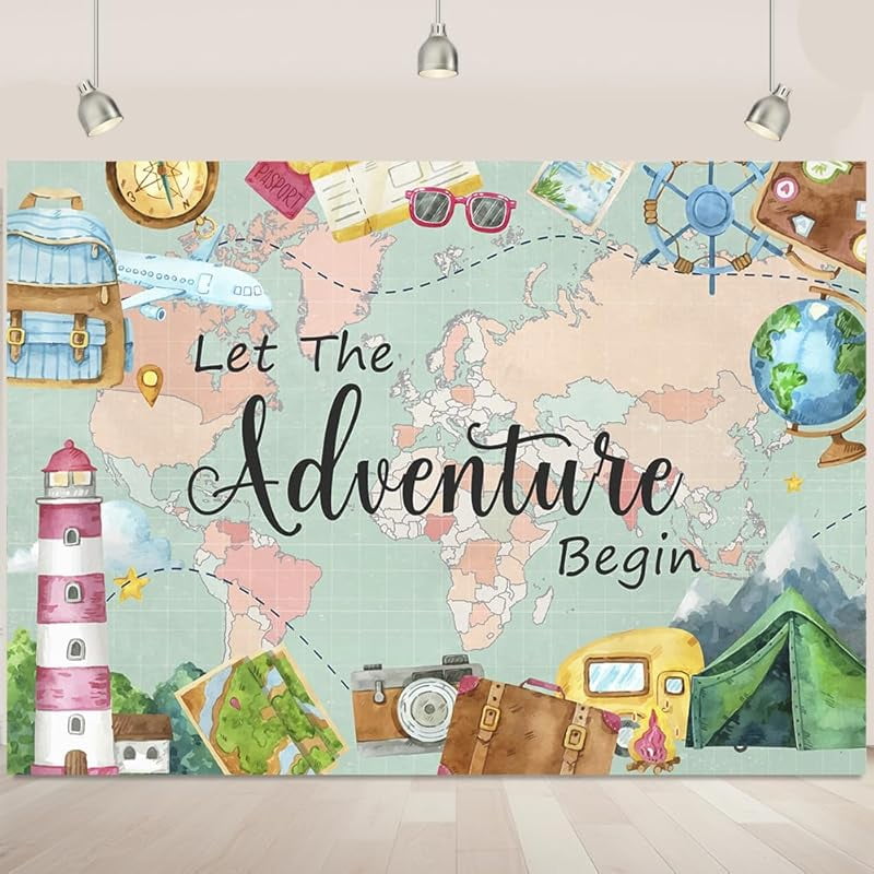 Adventure Awaits Backdrop Let The Adventure Begin Backdrop World Map ...