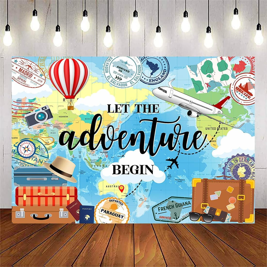 Adventure Awaits Backdrop Let The Adventure Begin World Map Photography ...