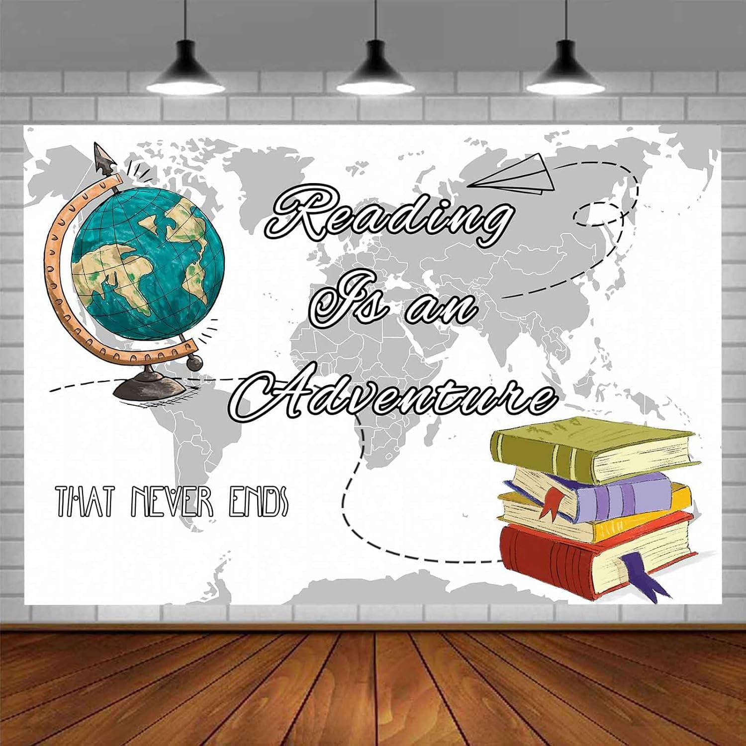 Adventure Awaits Backdrop Rrading Backdrops, Travel Reading Theme ...