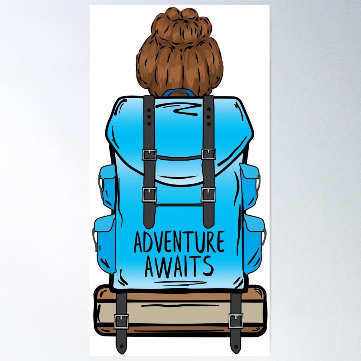 Adventure Awaits Backpack Hiker Poster Wall Art, Modern Wall Decor For ...