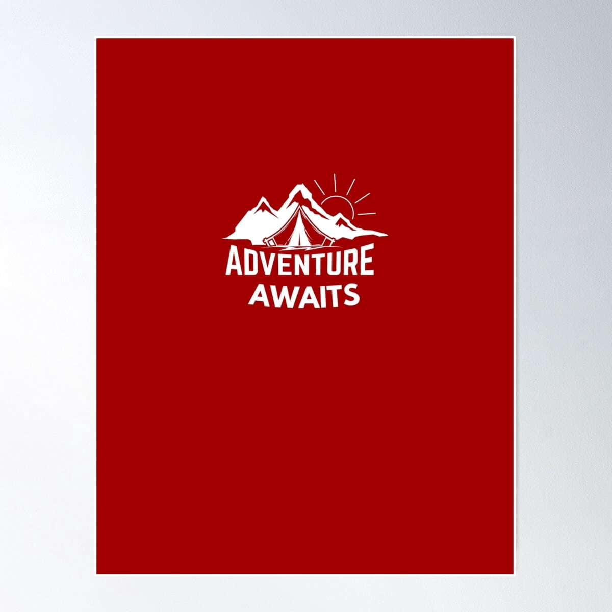 Adventure Awaits Camp Mountains Tent Sun Poster Wall Art, Modern Wall ...
