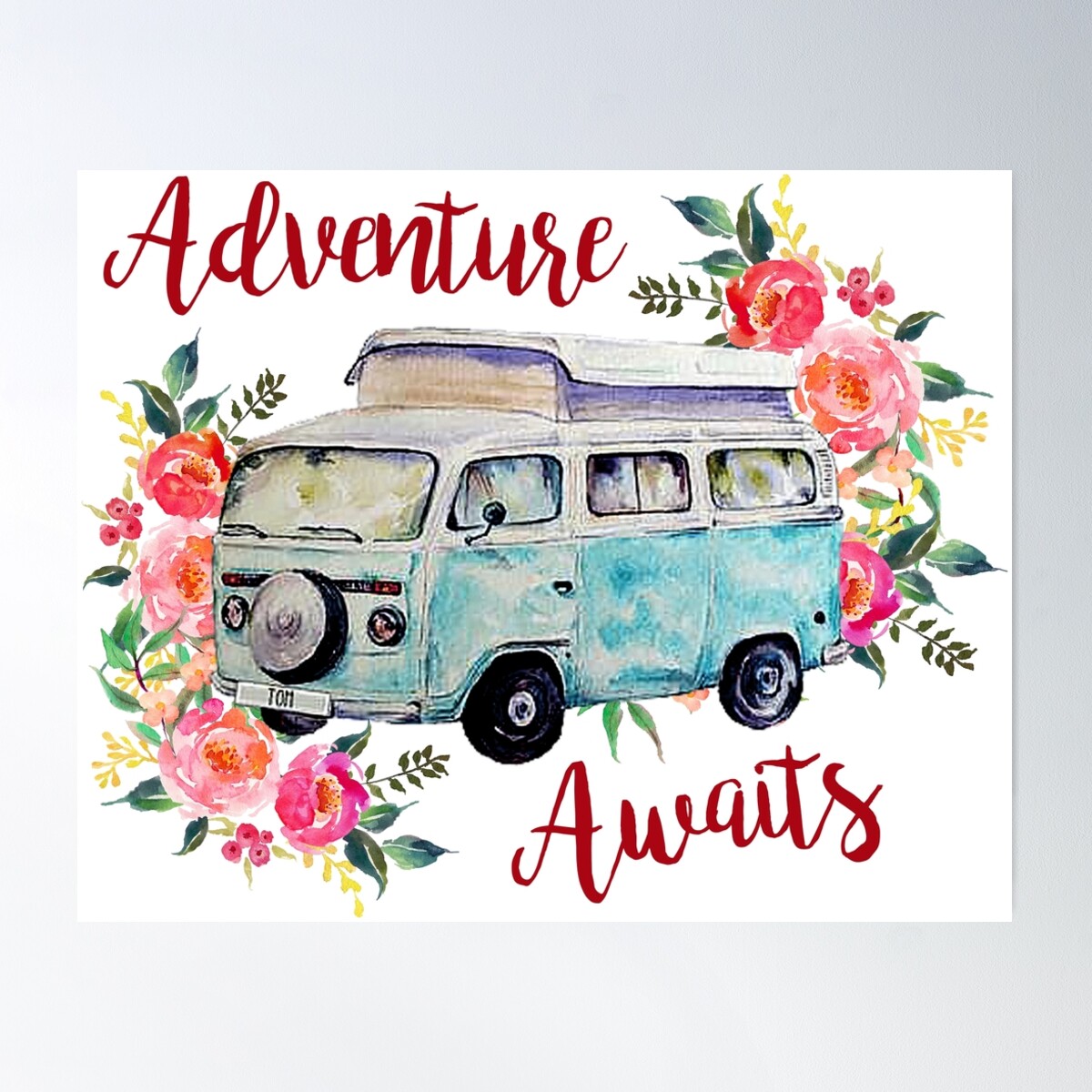 Adventure Awaits Camp Poster Wall Art, Modern Wall Decor For Living ...