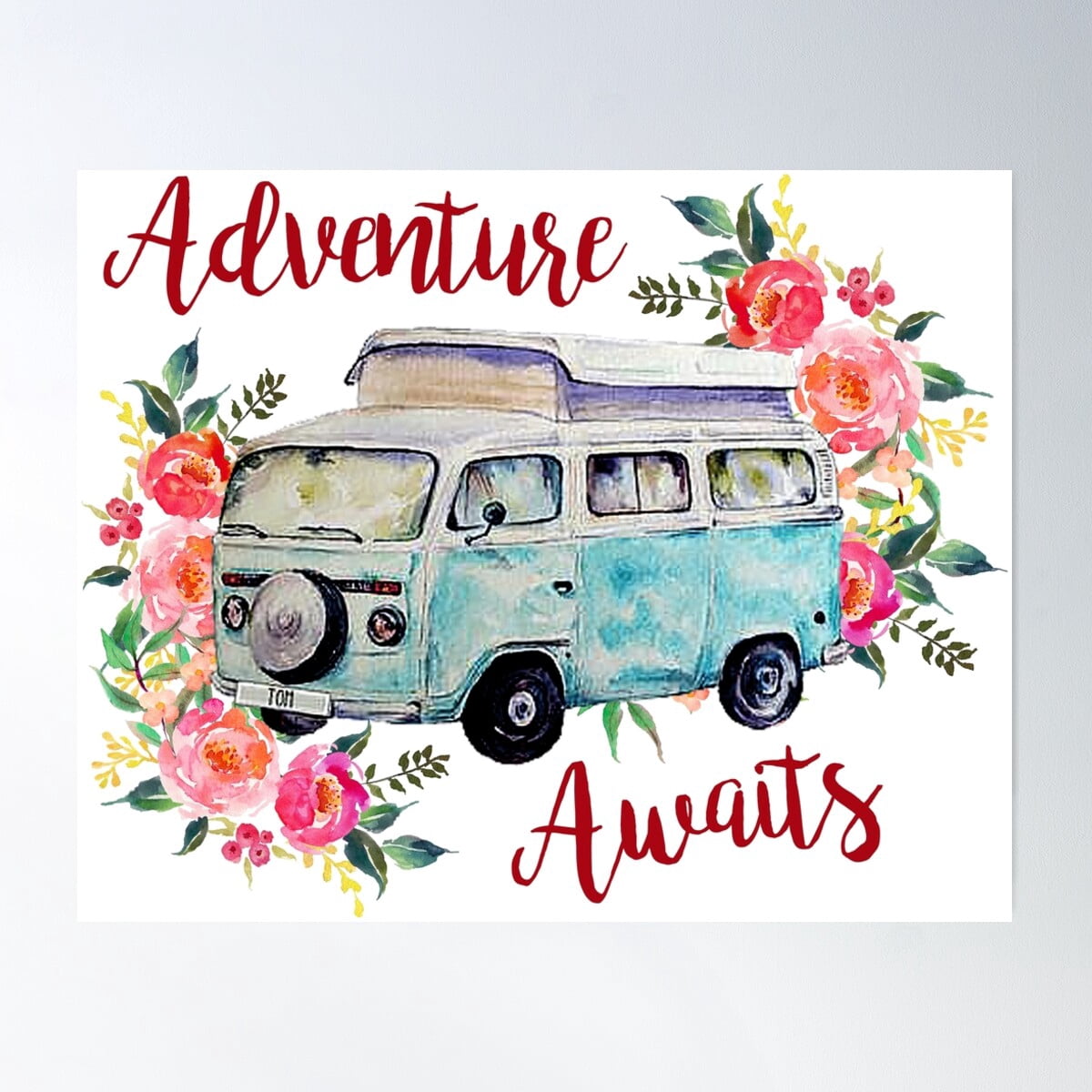Adventure Awaits Camp Poster Wall Art, Modern Wall Decor For Living ...