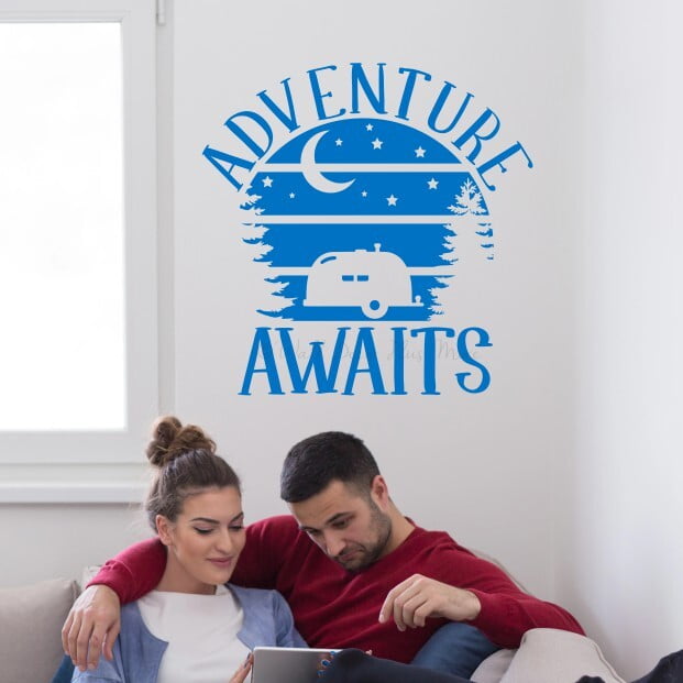 Adventure Awaits Camper Sky Silhouette RV Decals - Vinyl Camper Decals ...