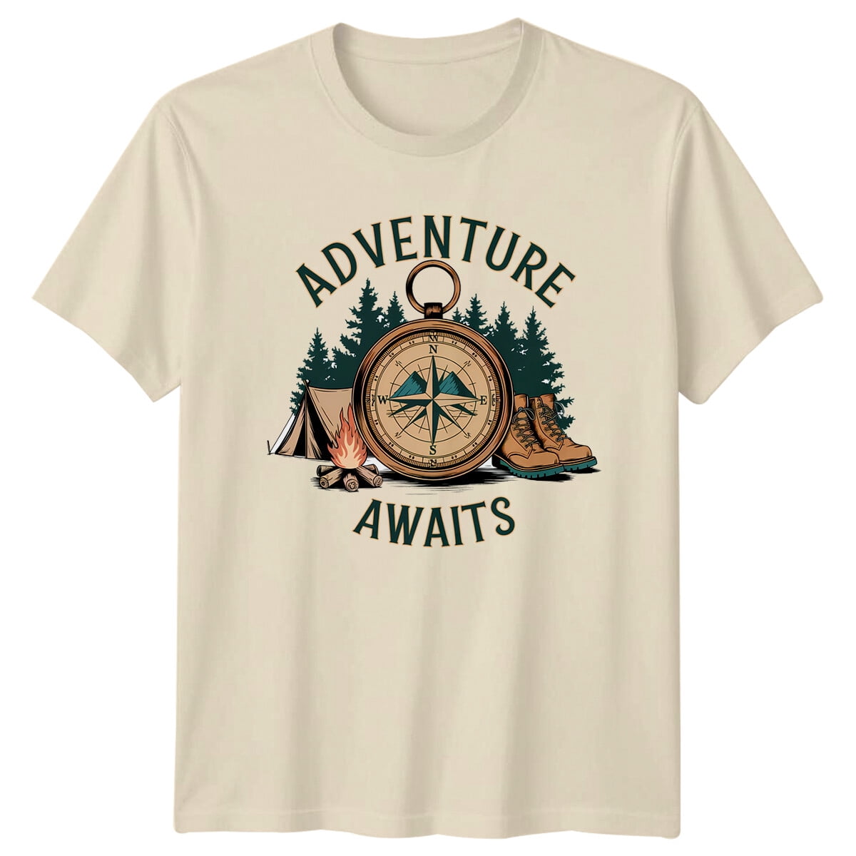 Adventure Awaits Compass Camping Outdoor Hiking Adventure T-Shirt ...
