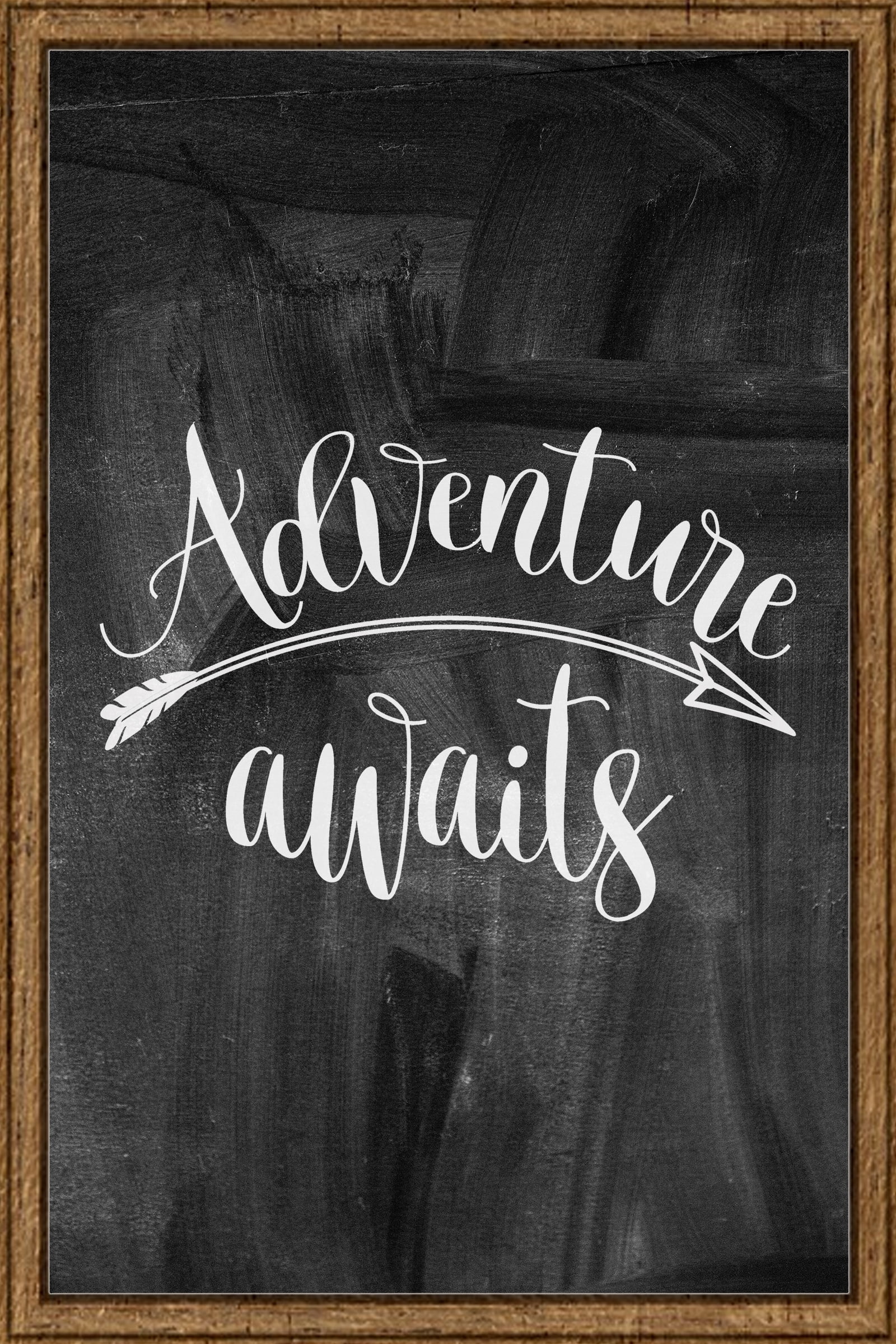Adventure Awaits Curved Arrow Reusable Travel Cursive Font Tin Sign ...
