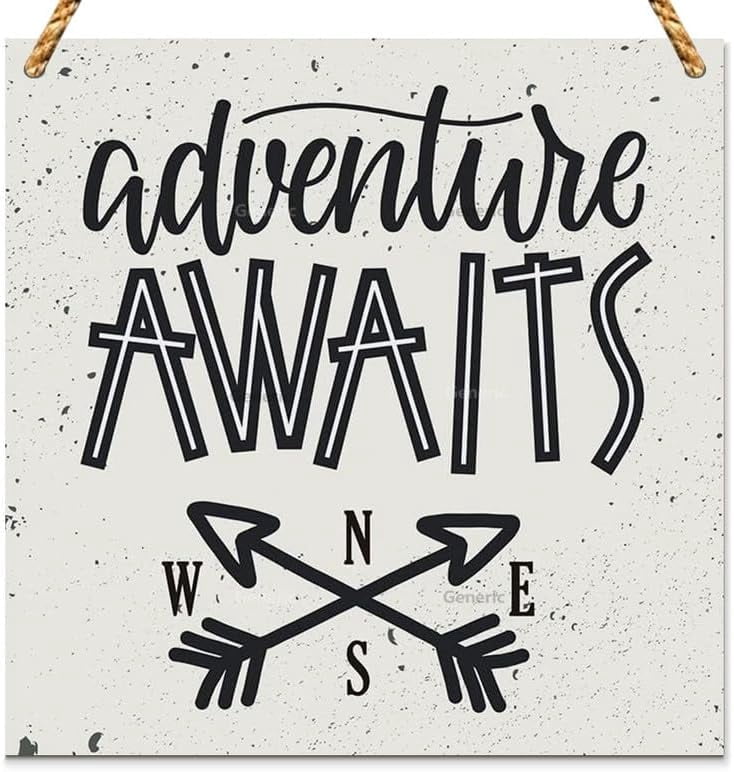 Adventure Awaits Decor Wooden Sign, Farmhouse Camping Theme Wood ...