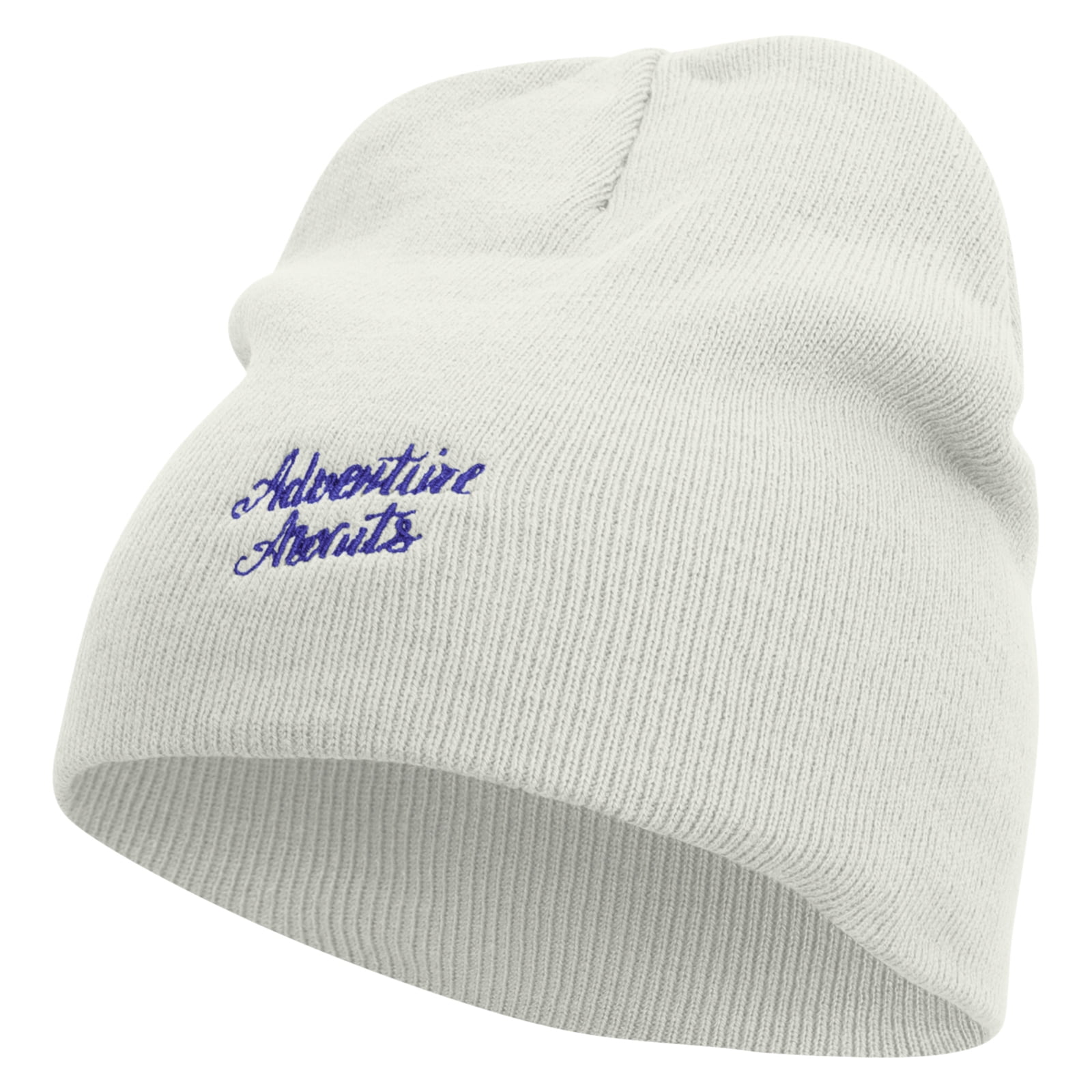 Adventure Awaits Embroidered 8 inch Acrylic Short beanie - White OSFM ...