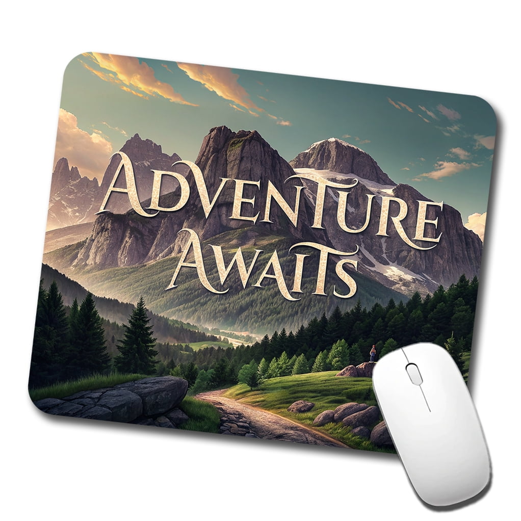 Adventure Awaits Mountains Hiking Camping Mouse Pad Low Profile Gaming ...