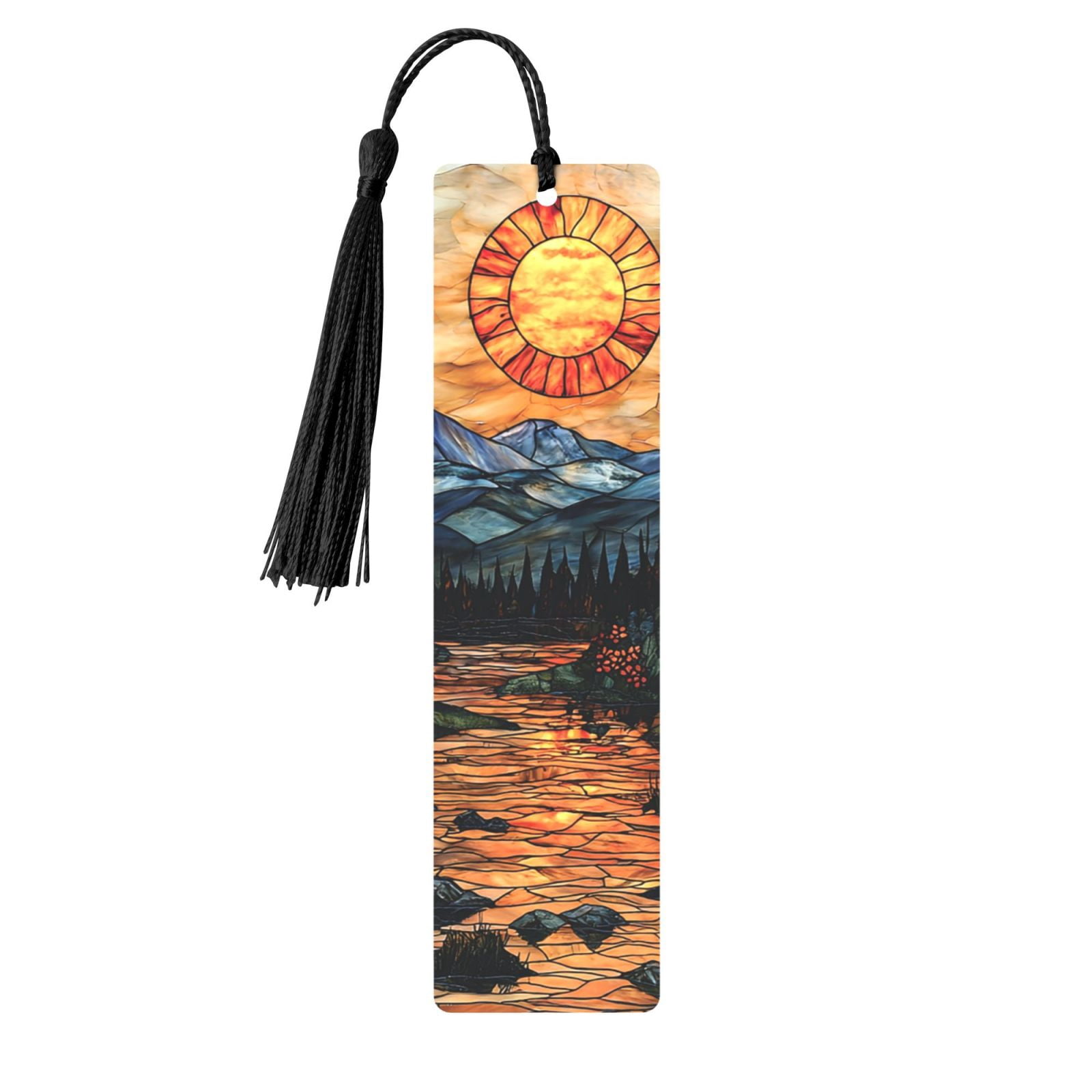 Adventure Awaits Mountains Stained Glass Art Aluminum Metal Bookmark ...